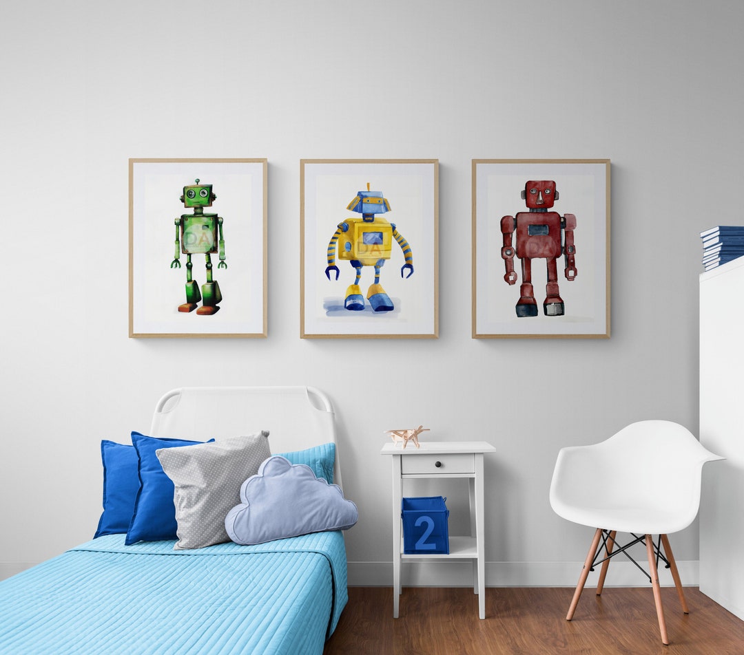 Robot Printable Wall Art Set of 3 | Robot Nursery Art | Robot Decor ...