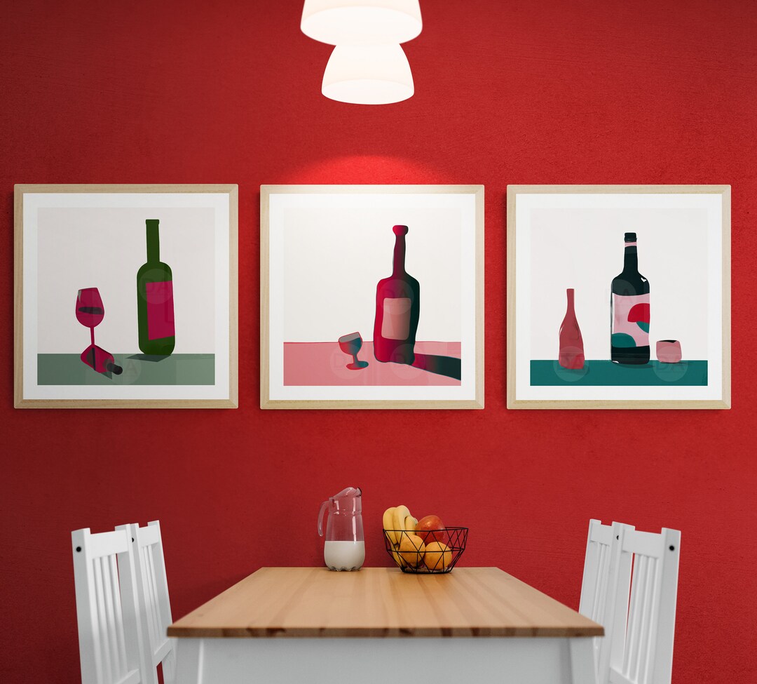 3 Printable Vintage Wine Posters | Kitchen Wall Art | Wine Bottle ...