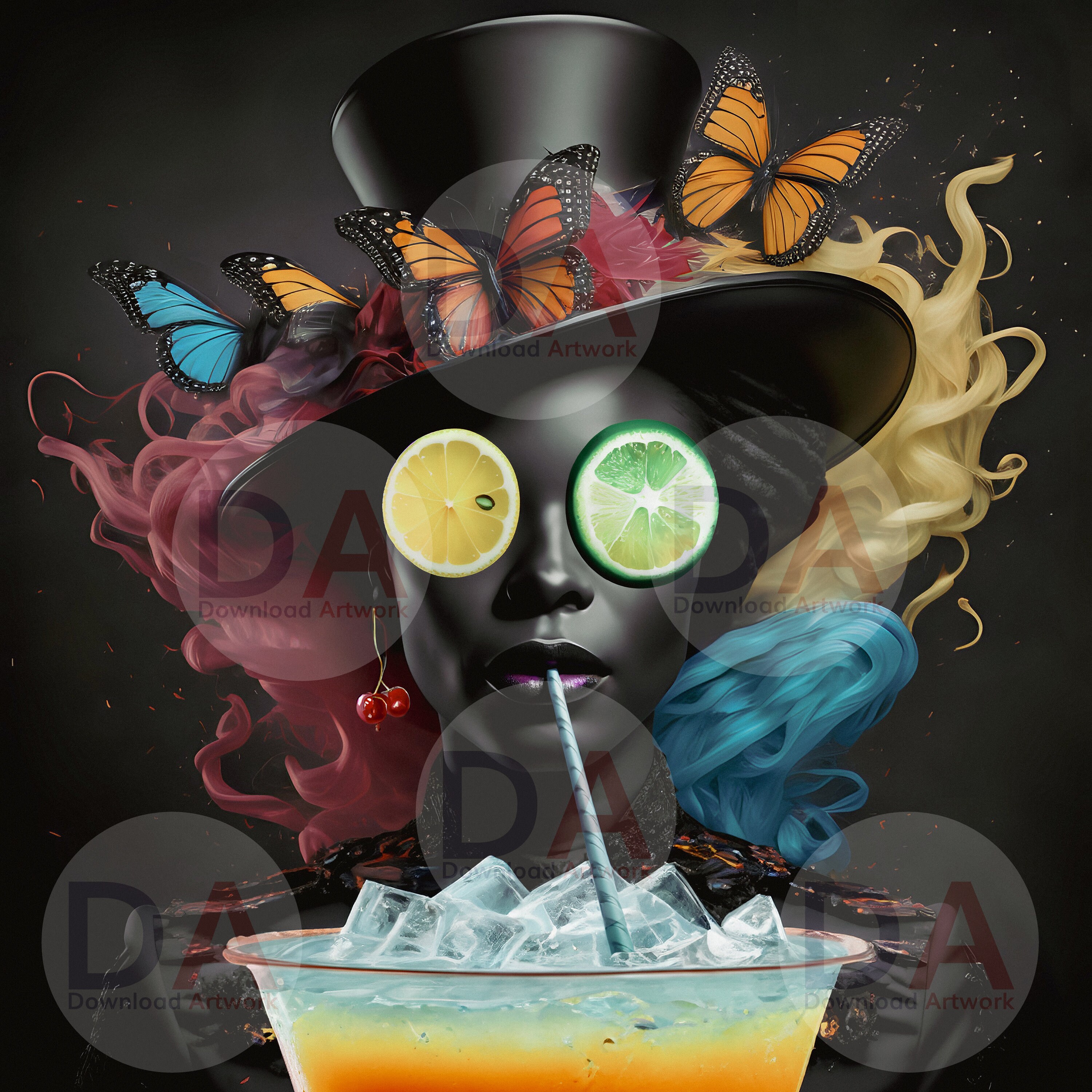 Seeress' Enigmatic Cocktail: Black Woman Portrait With Citrus ...