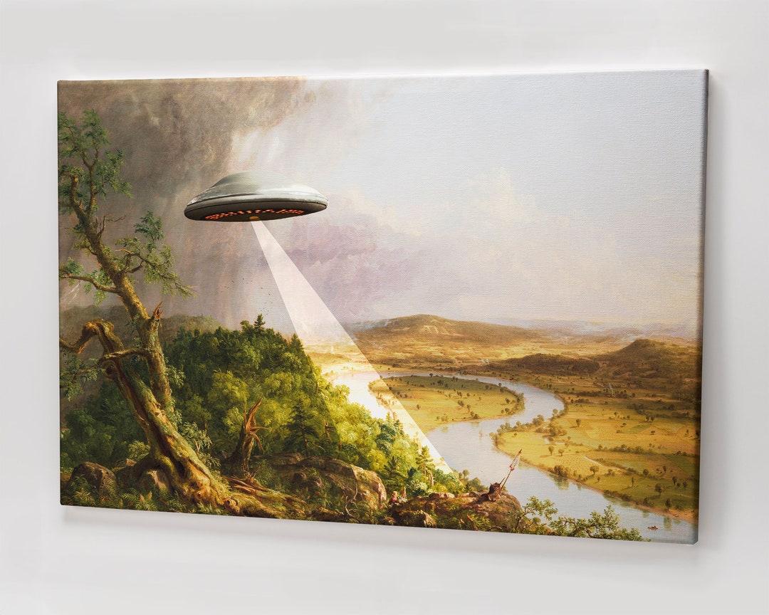 Vintage Landscape & UFO Alien Abduction Wall Art Encounter With the ...