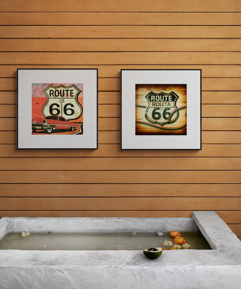Vintage Route 66 Wall Art Two Route 66 Printable Artworks - Etsy