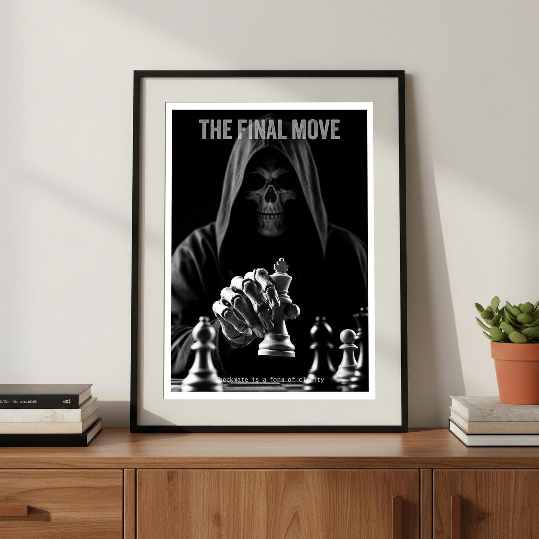 Grim Reaper Chess Print | Noir Chess Art, Study Decor - Etsy