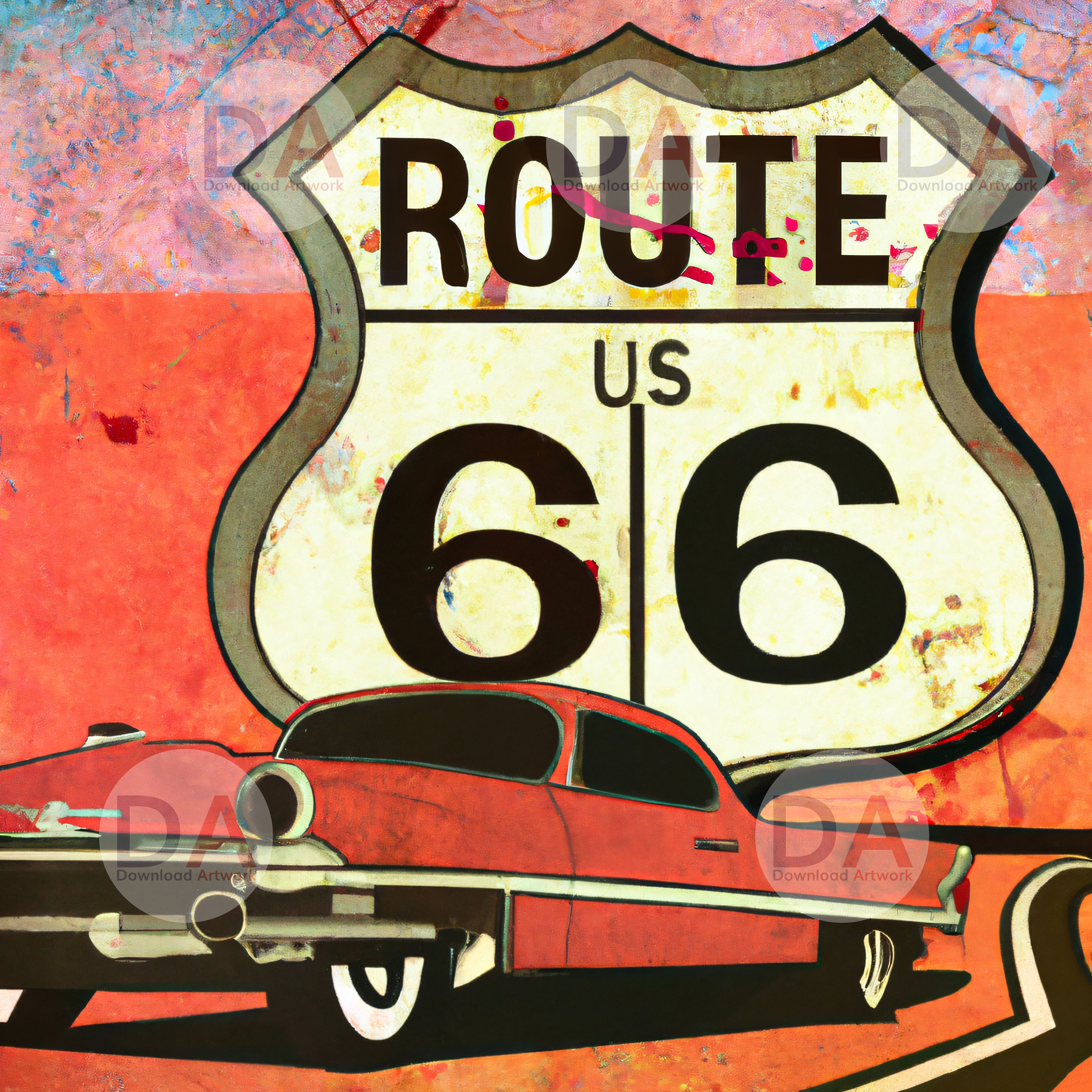 Vintage Route 66 Wall Art | Two Route 66 Printable Artworks | Route 66 ...