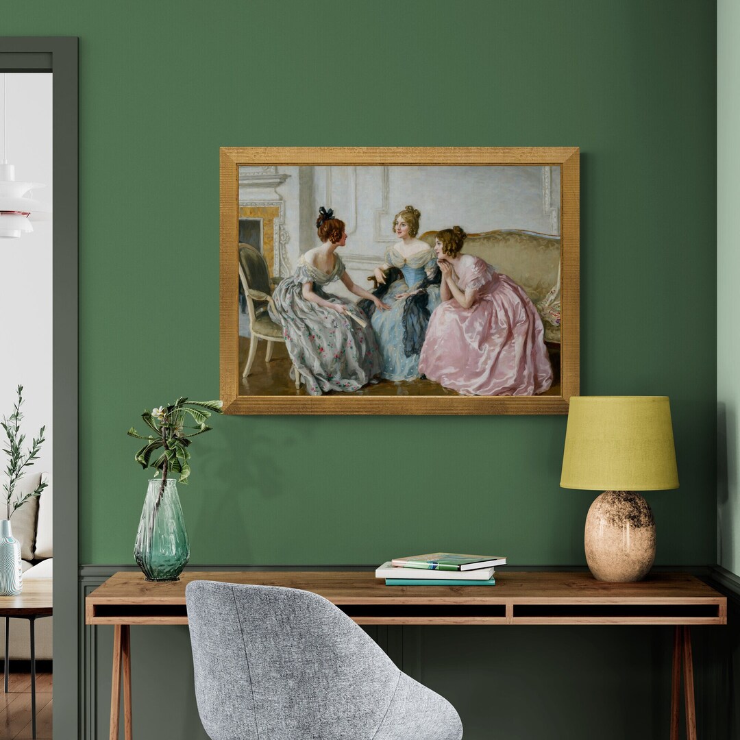 Digital Regency Painting | Whimsical Vintage Art | Vintage Style Woman ...