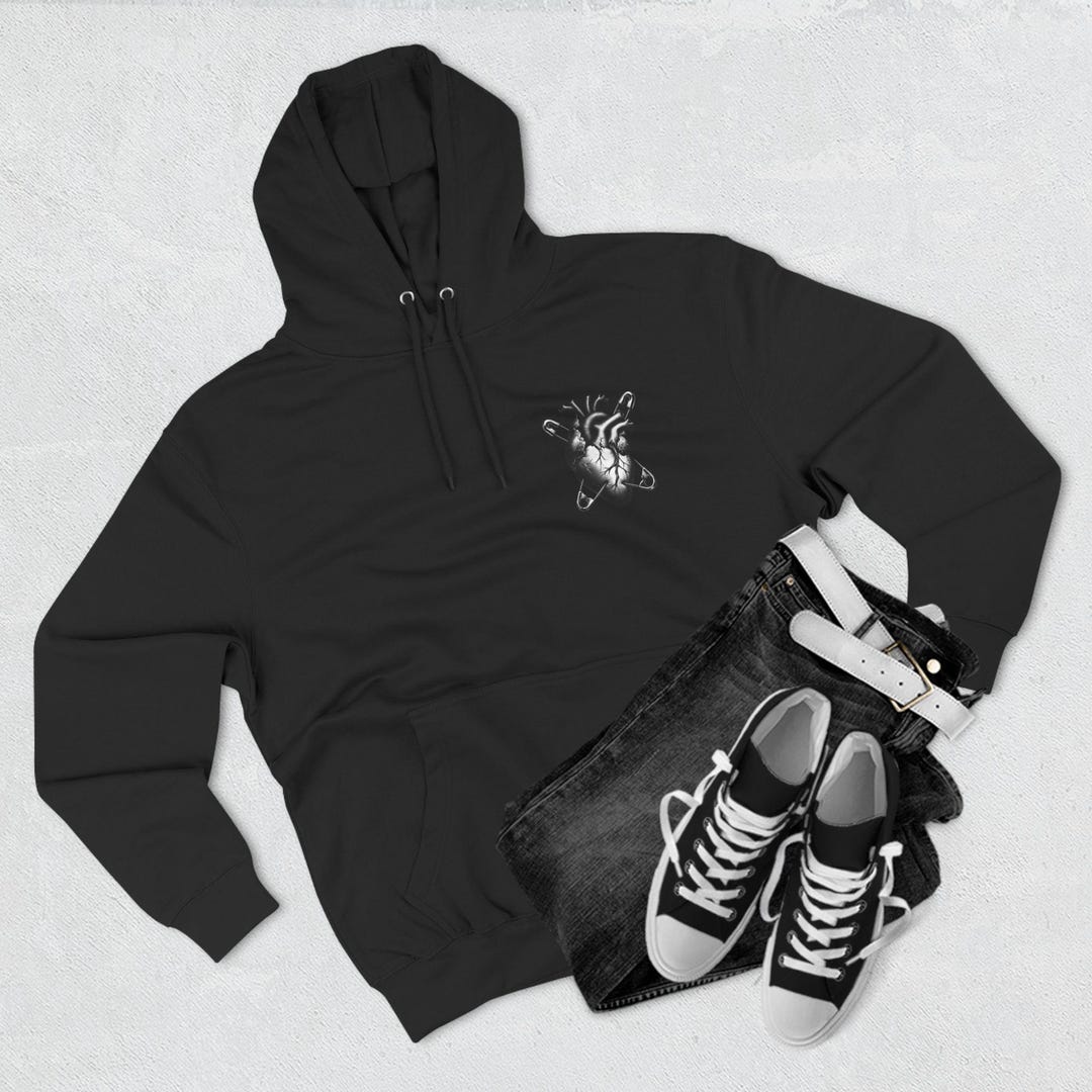 Anatomical Heart Safety Pin Hoodie | Grunge Punk Aesthetic, Edgy ...