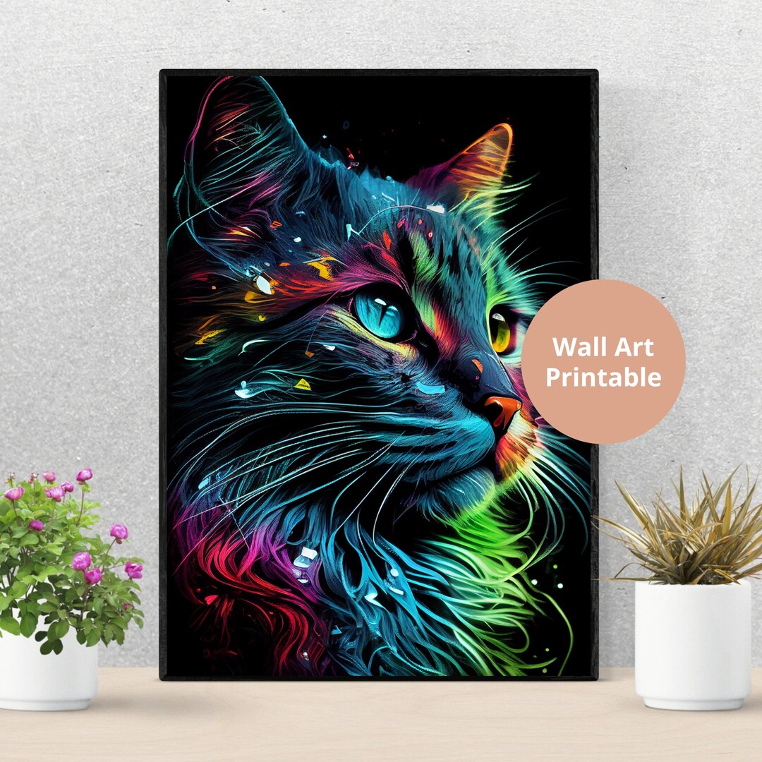 Rainbow Kitty: Vibrant RGB Cat Poster Ai-generated - Etsy