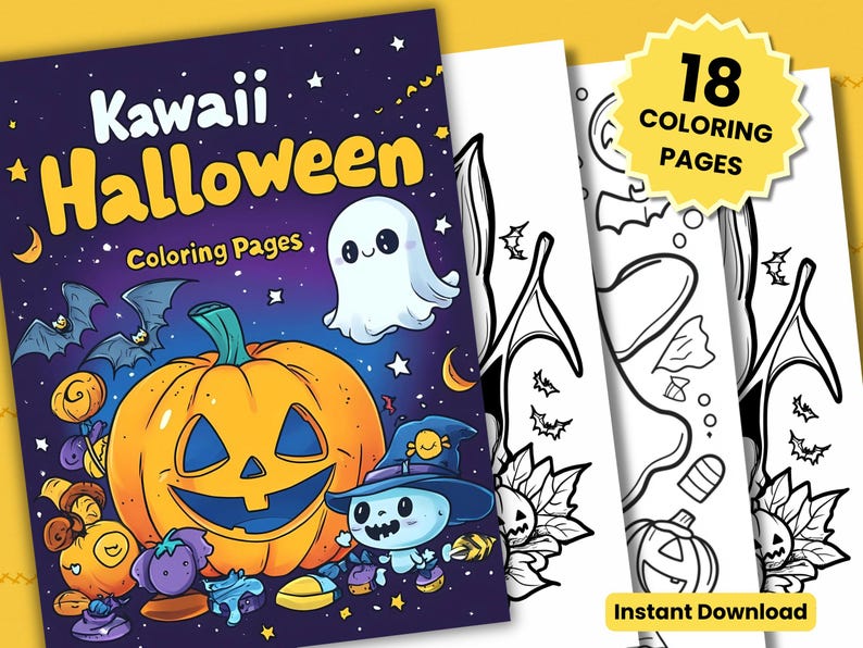 Kawaii Halloween Coloring Pages | 18 Cute & Spooky Pages for Kids! (PDF ...