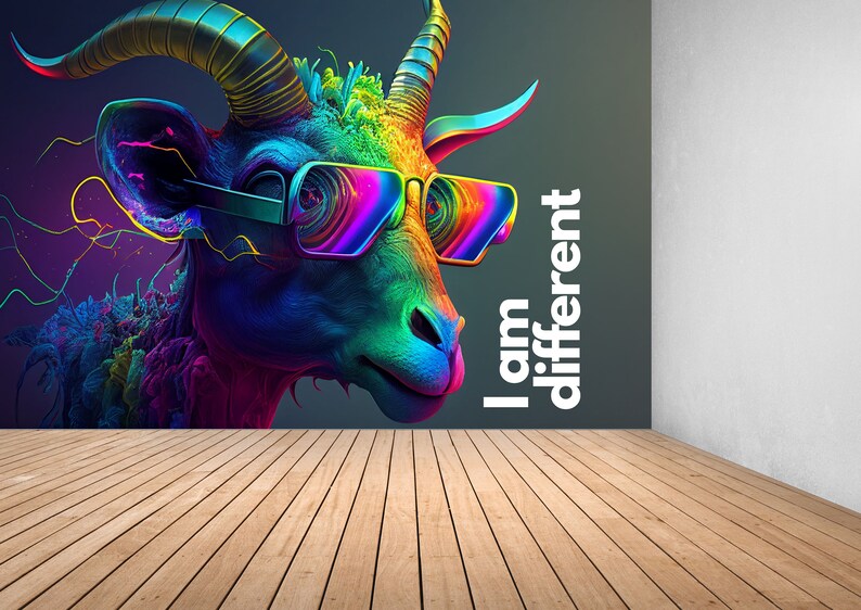 I AM DIFFERENT RGB Goat Wallpaper Make a Bold Statement in Any Space - Etsy