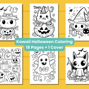 Kawaii Halloween Coloring Pages | Cute Spooky Fun (PDF Printable) - Etsy