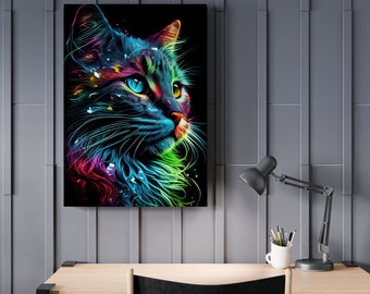 Rainbow Kitty: Vibrant RGB Cat Poster Ai-generated - Etsy