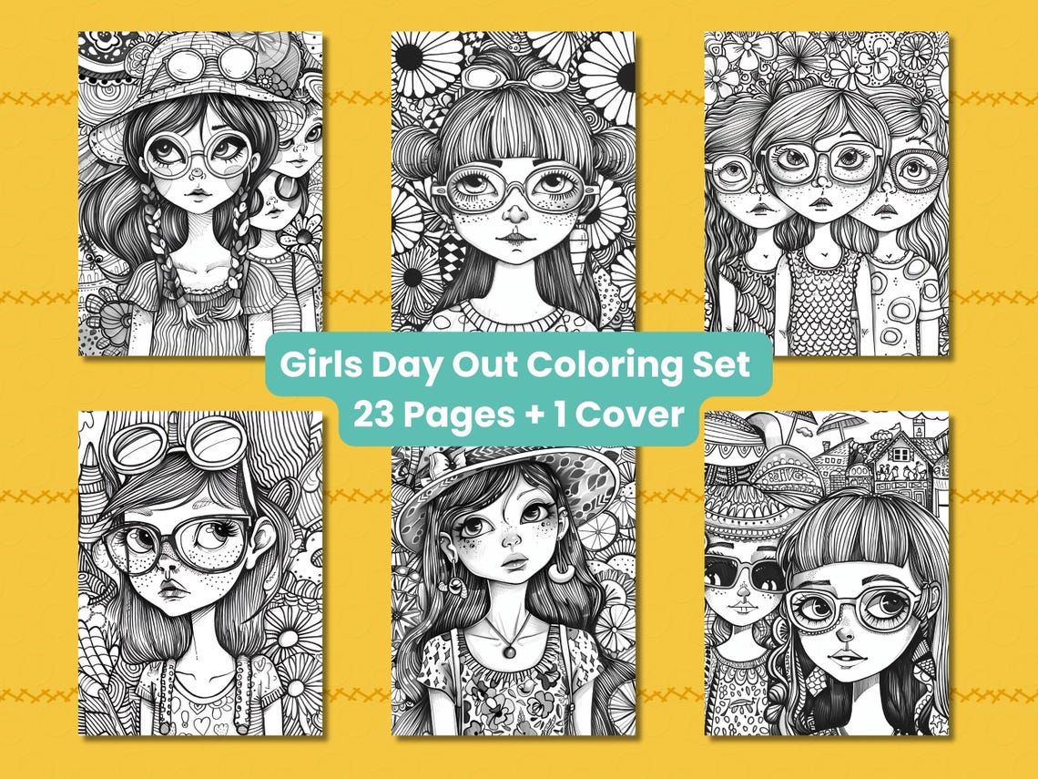 Girls Day Out Coloring Pages Set | 23 Elegant and Creative Pages for ...