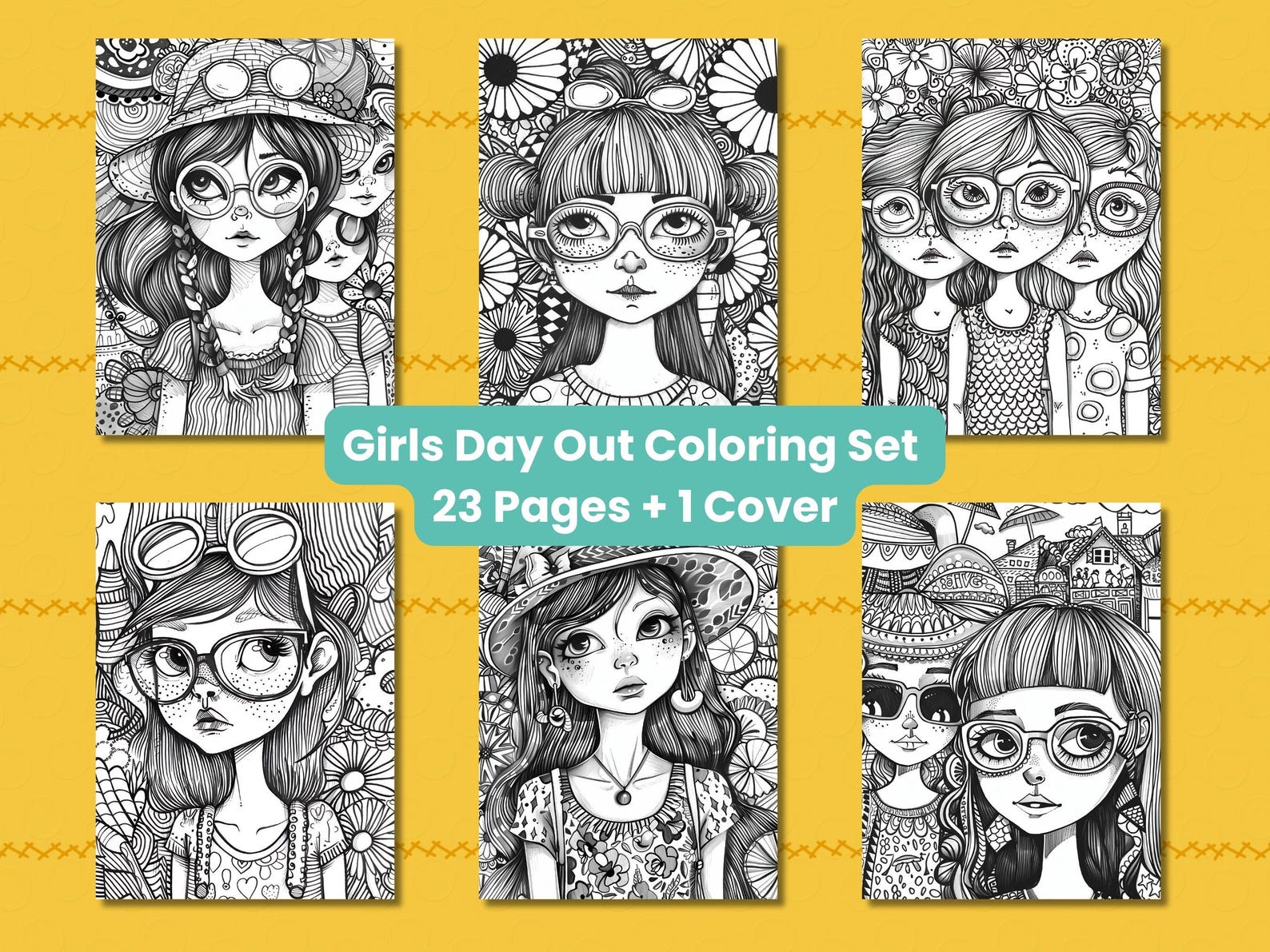 Girls Day Out Coloring Pages Set | 23 Elegant and Creative Pages for ...
