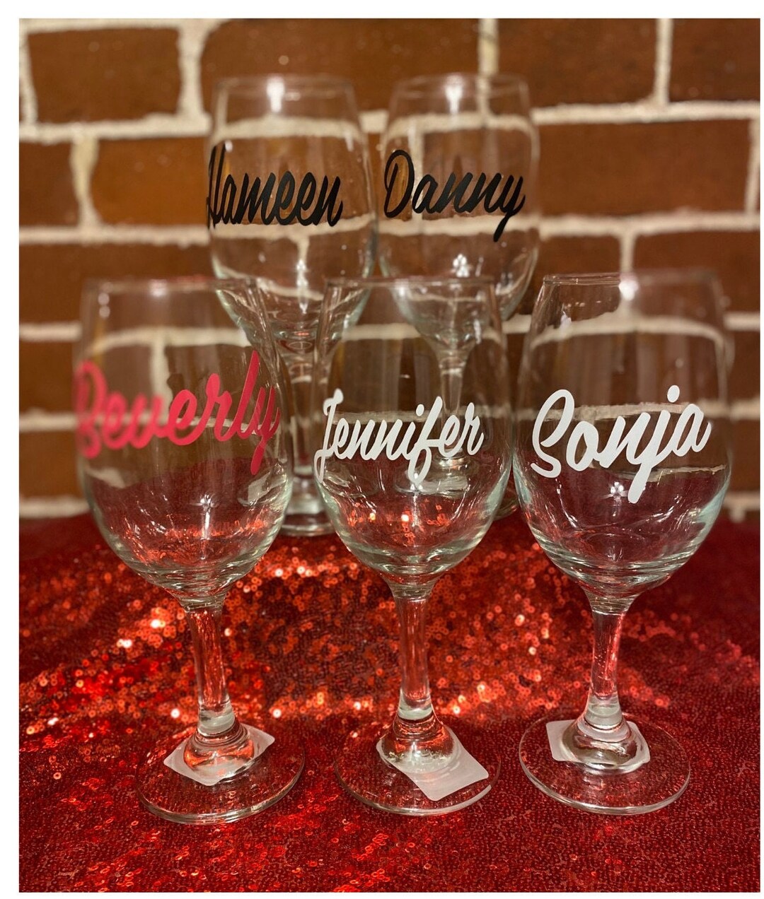 Custom Text Wine Glasses | Engraved Lead Free Glass With ...