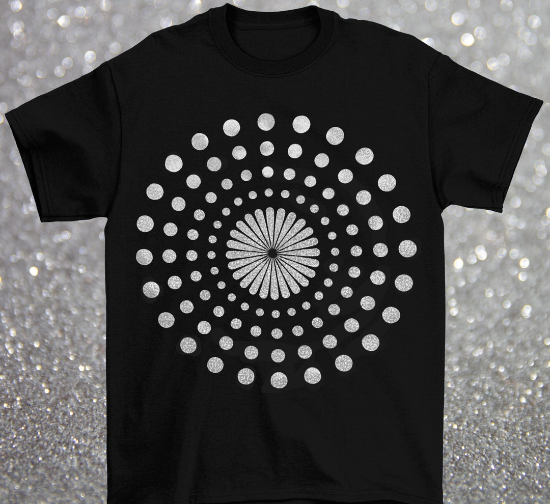 Confetti-metallic Silver Dot Design Cropped Black T-shirt (adult Sizes ...