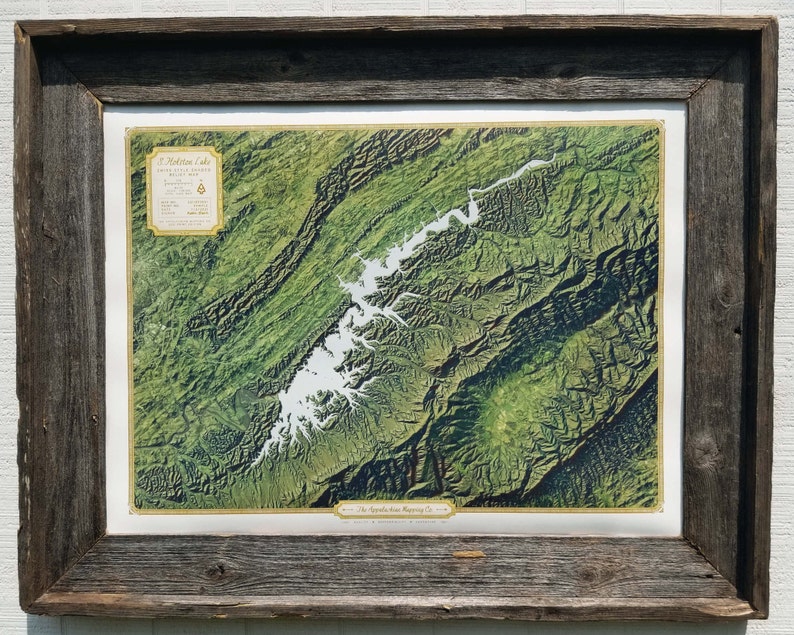 South Holston Lake Swiss-style Shaded Relief Map - Etsy
