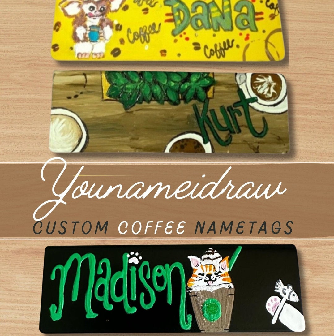 Custom Barista Coffee Nametag Themed Art Tag Fun Personalized Birthday ...
