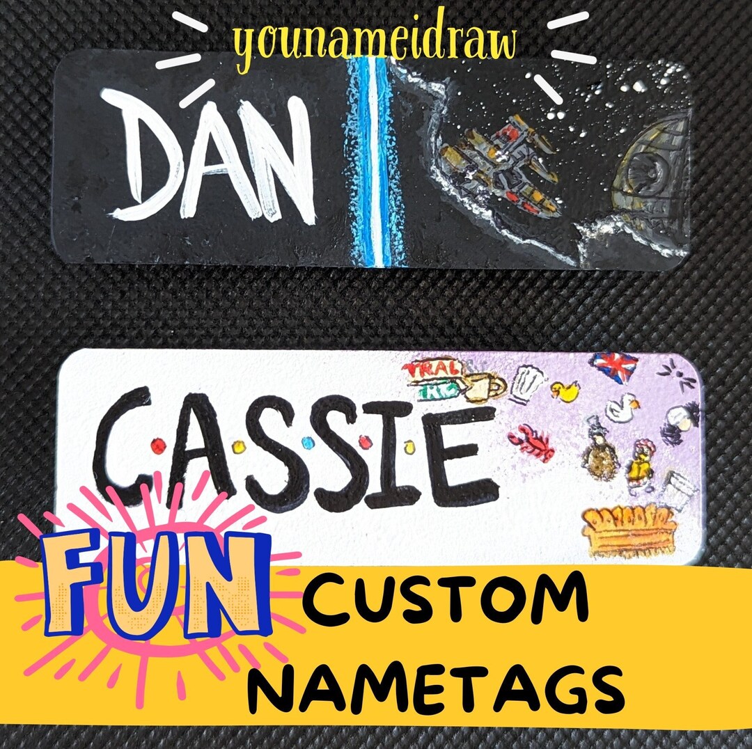 Fully Customizable Handpainted Nametag for Work Parties and - Etsy