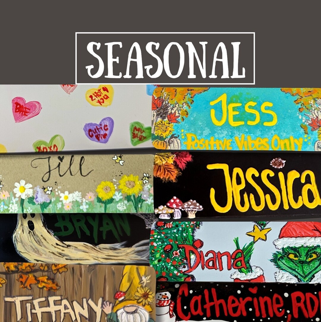 Custom Holiday Nametags for Work, Barista Painted Name Tags, Hand ...