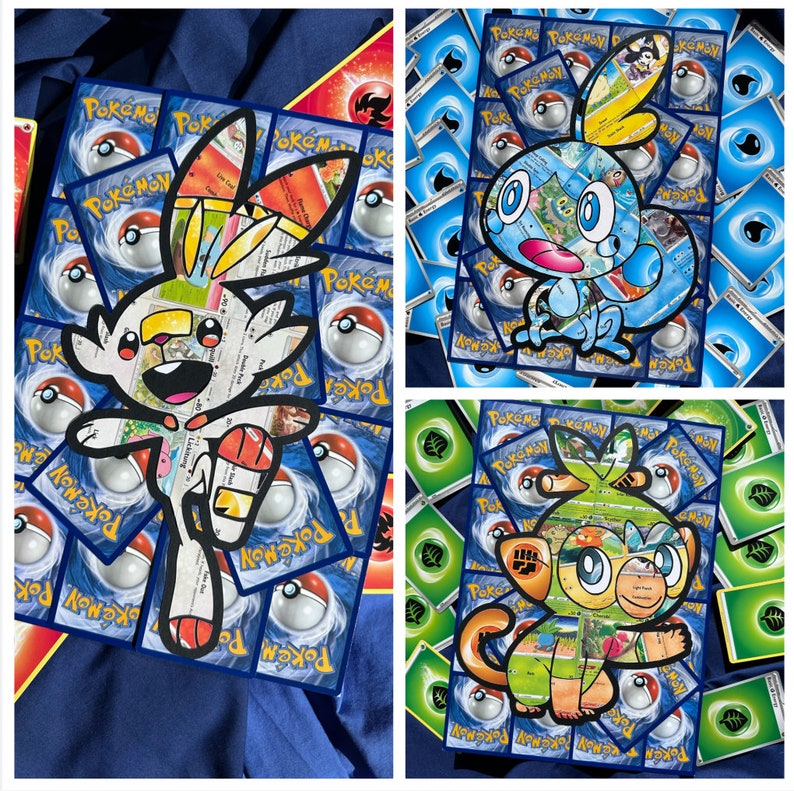 Grookey / Scorbunny / Sobble Pokémon Card Cut Art - Etsy