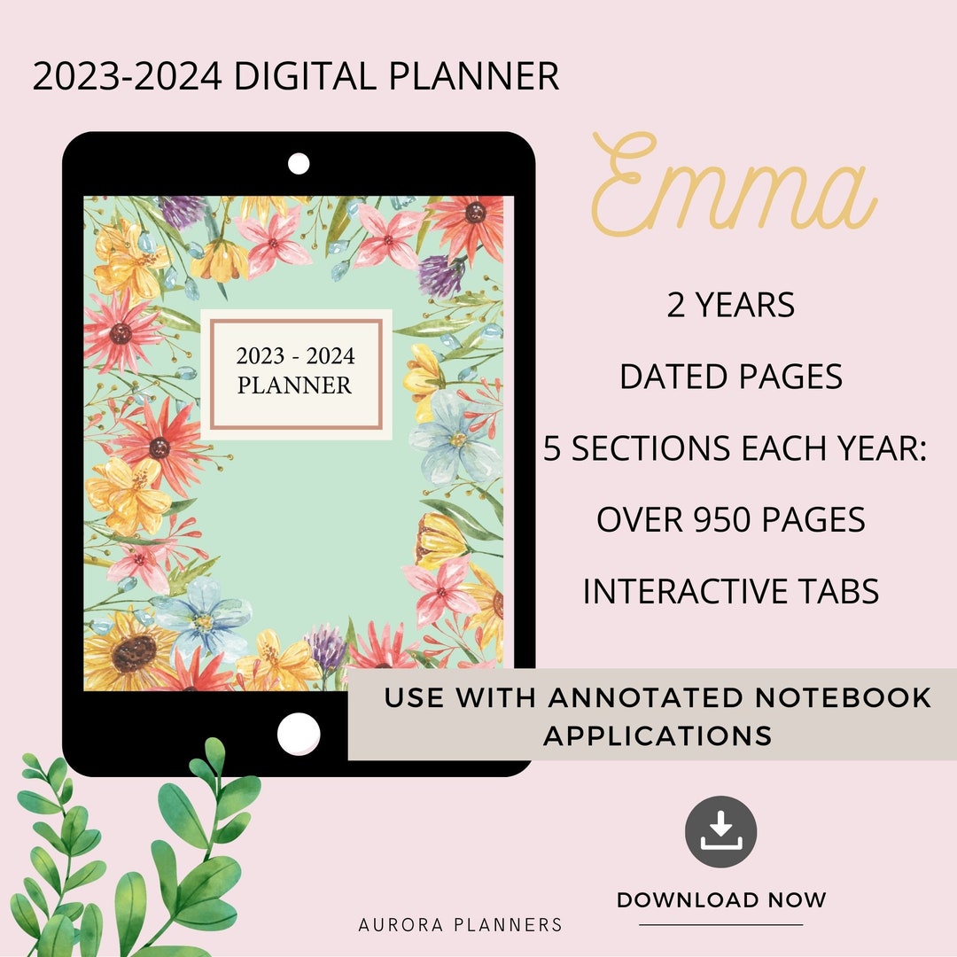 Digital Planner 2023 2024 Dated Weekly & Daily Calendar, Tablet Use ...