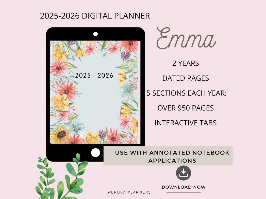 Digital Planner 2025 2026 Dated Weekly Calendar, Tablet Use With ...