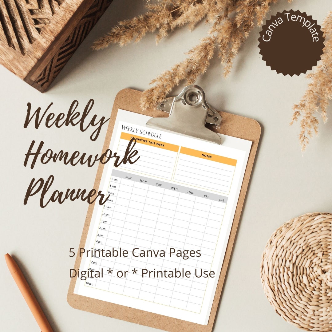 Weekly Homework Planner, Print or Digital Updates, Academic Scholastic ...