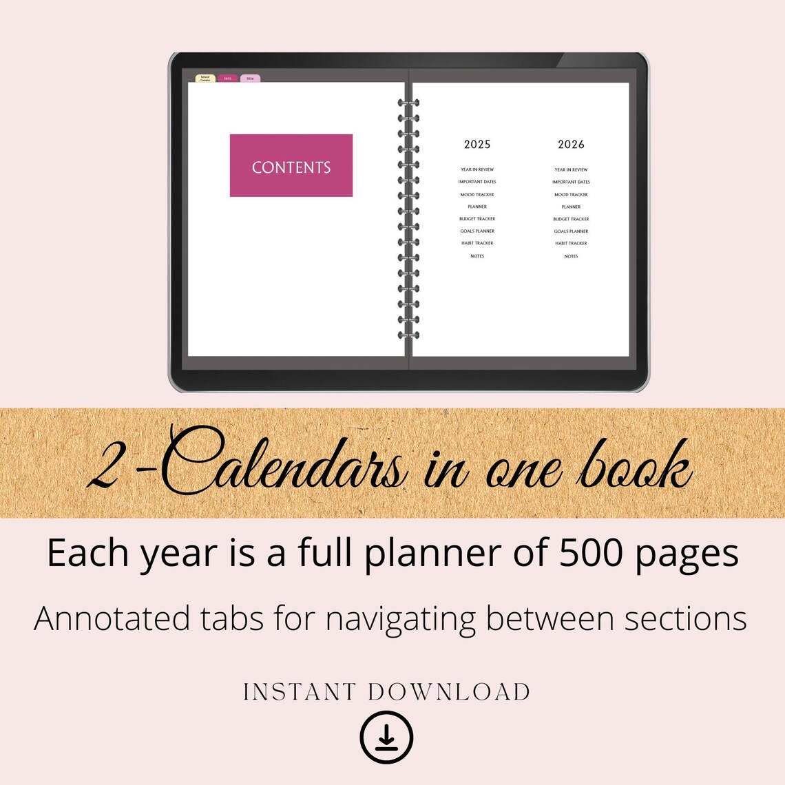 Digital Planner Calendar, 2025 2026 Dated Weekly Daily Notebook ...