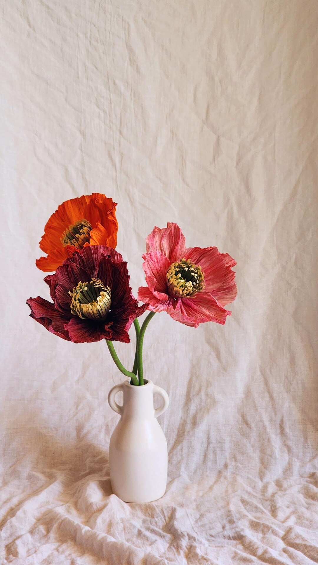 Handmade Crepe Paper Poppy Trio: Realistic Floral Decor - Etsy