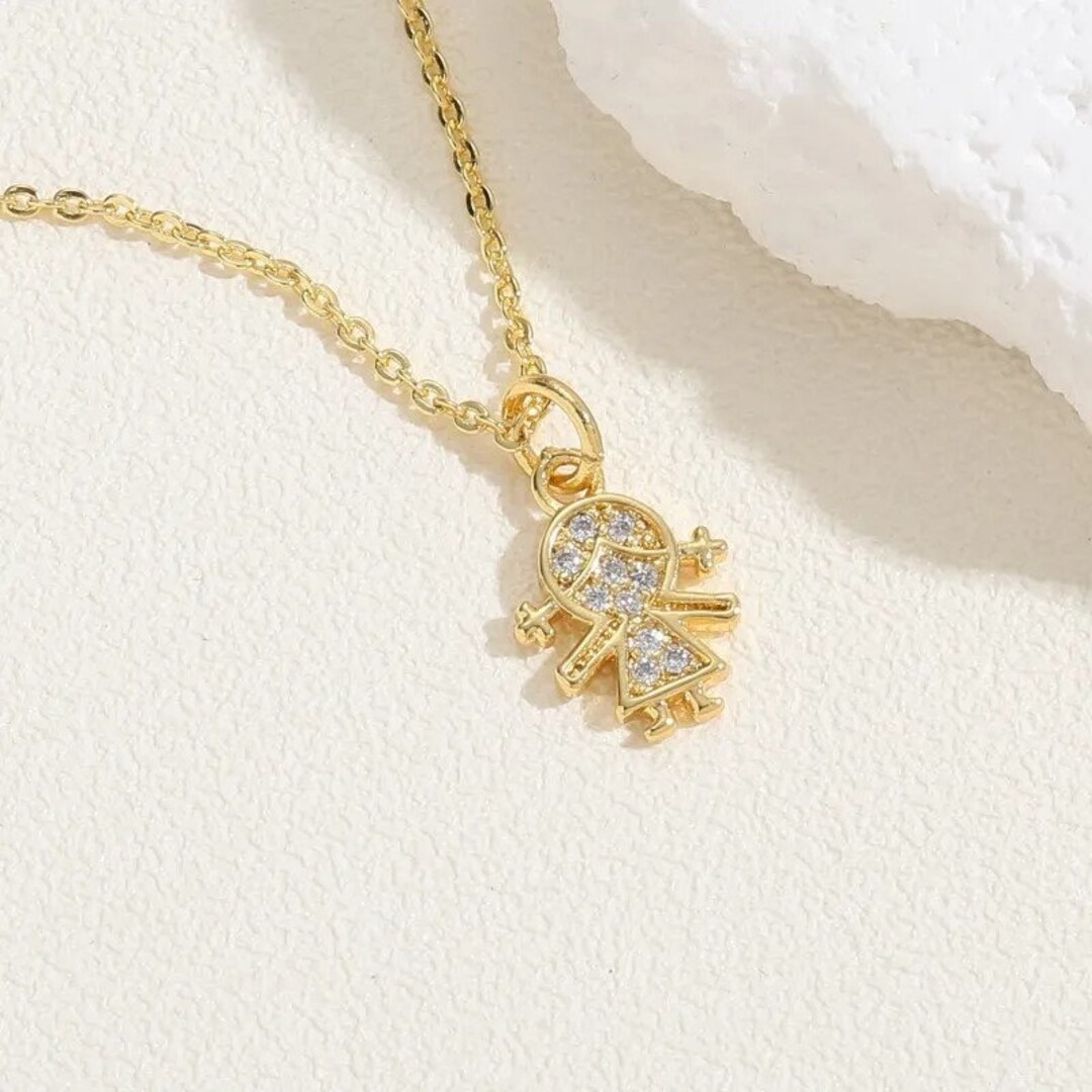 14k Gold Girl Icon Pendant Necklace - Etsy