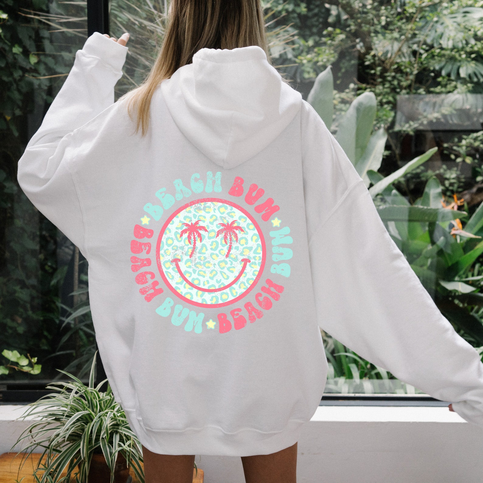 Beach Bum Smiley Face Retro Hoodie / Smile Happy Oversized | Etsy