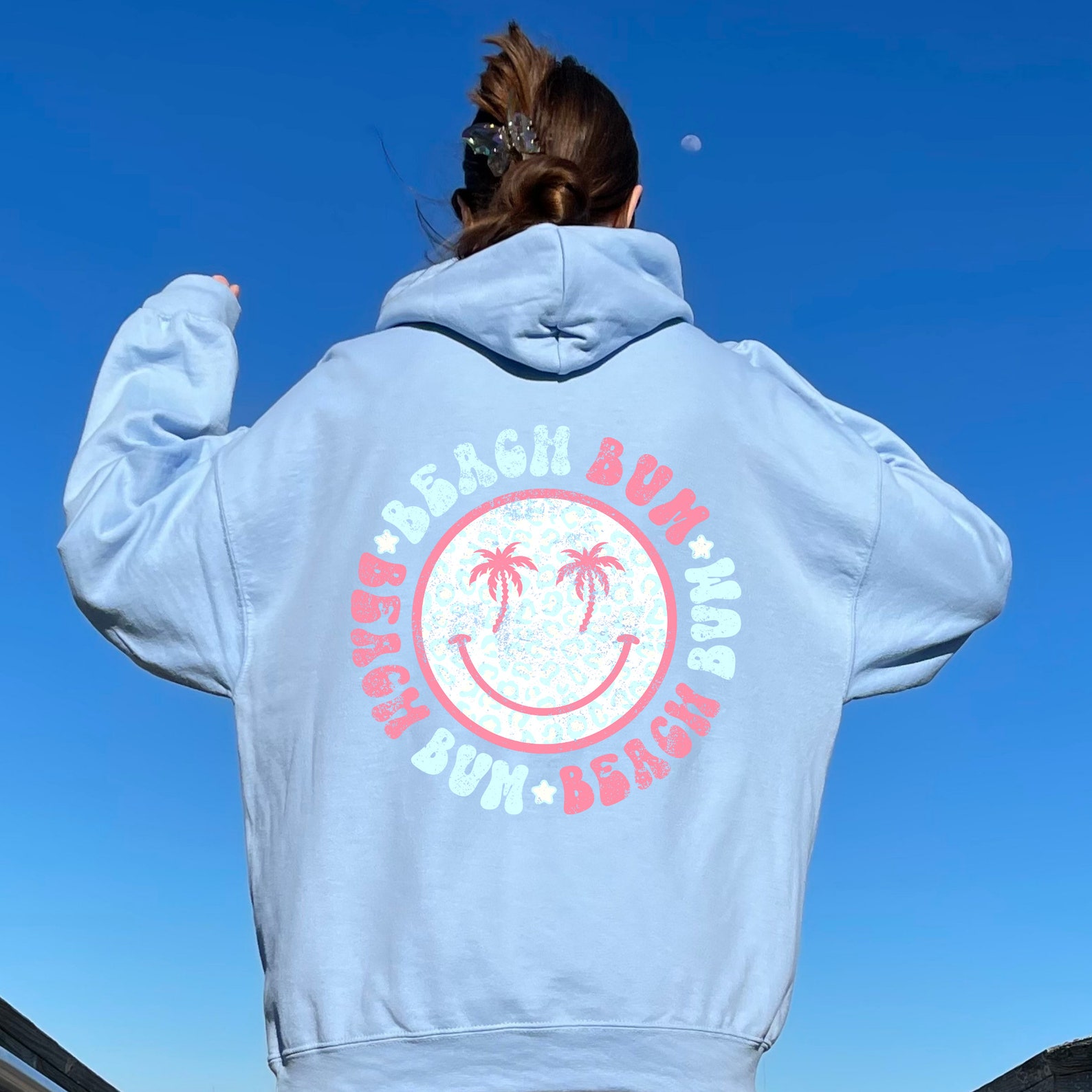 Beach Bum Smiley Face Retro Hoodie / Smile Happy Oversized | Etsy