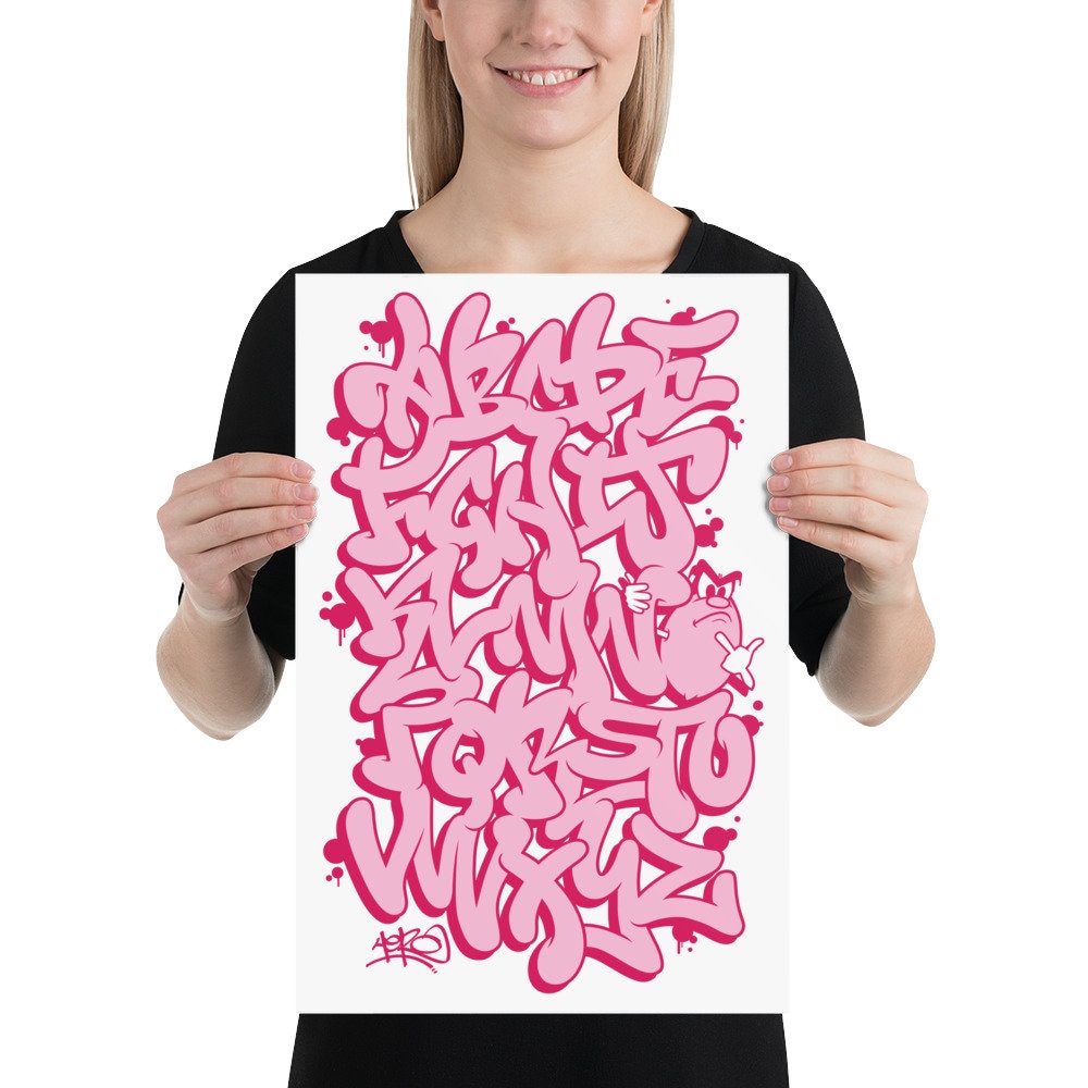 Graffiti Alphabet Poster Pink - Etsy