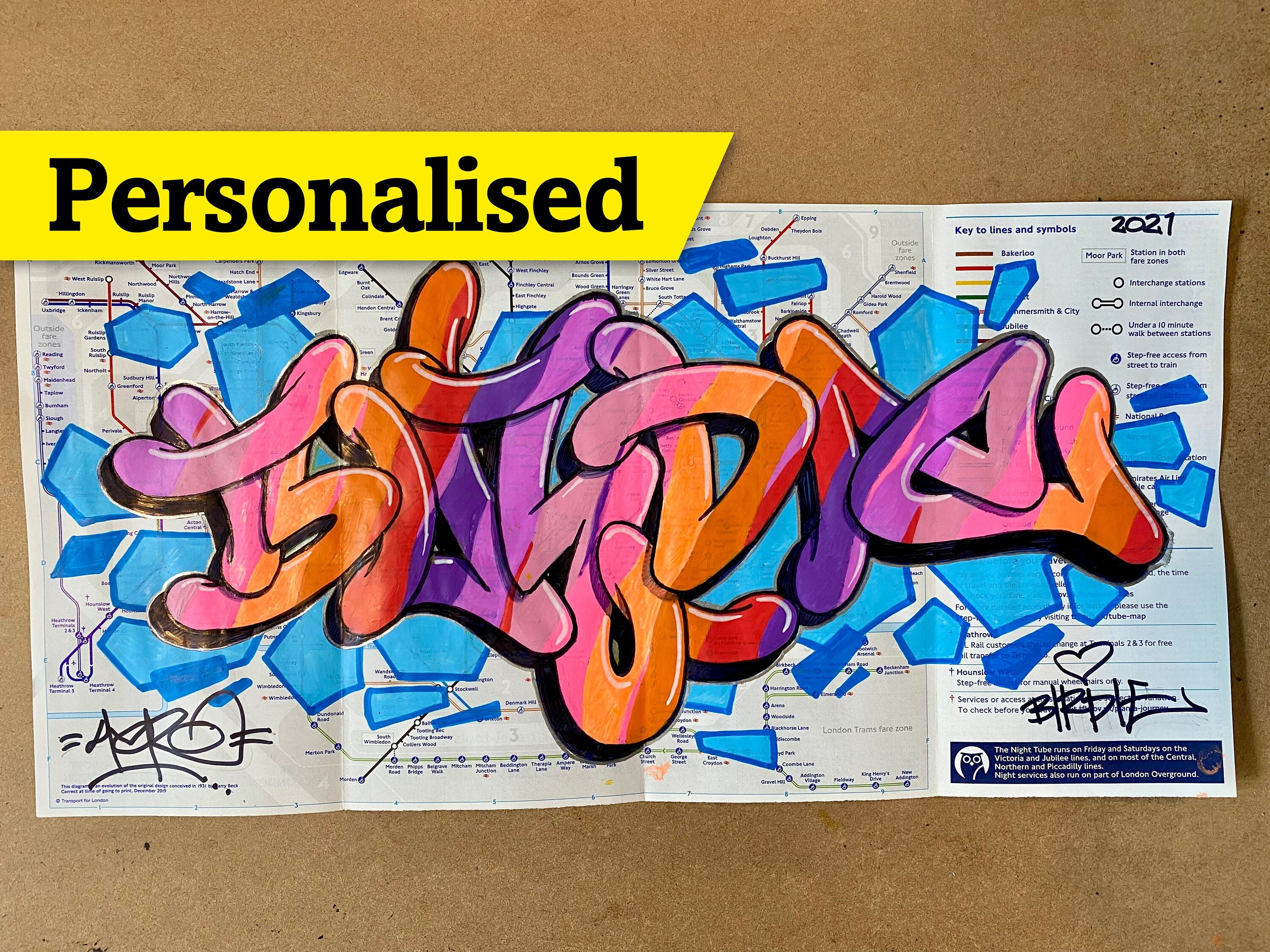 Personalised Graffiti London Tube Maps – Full Colour - Etsy