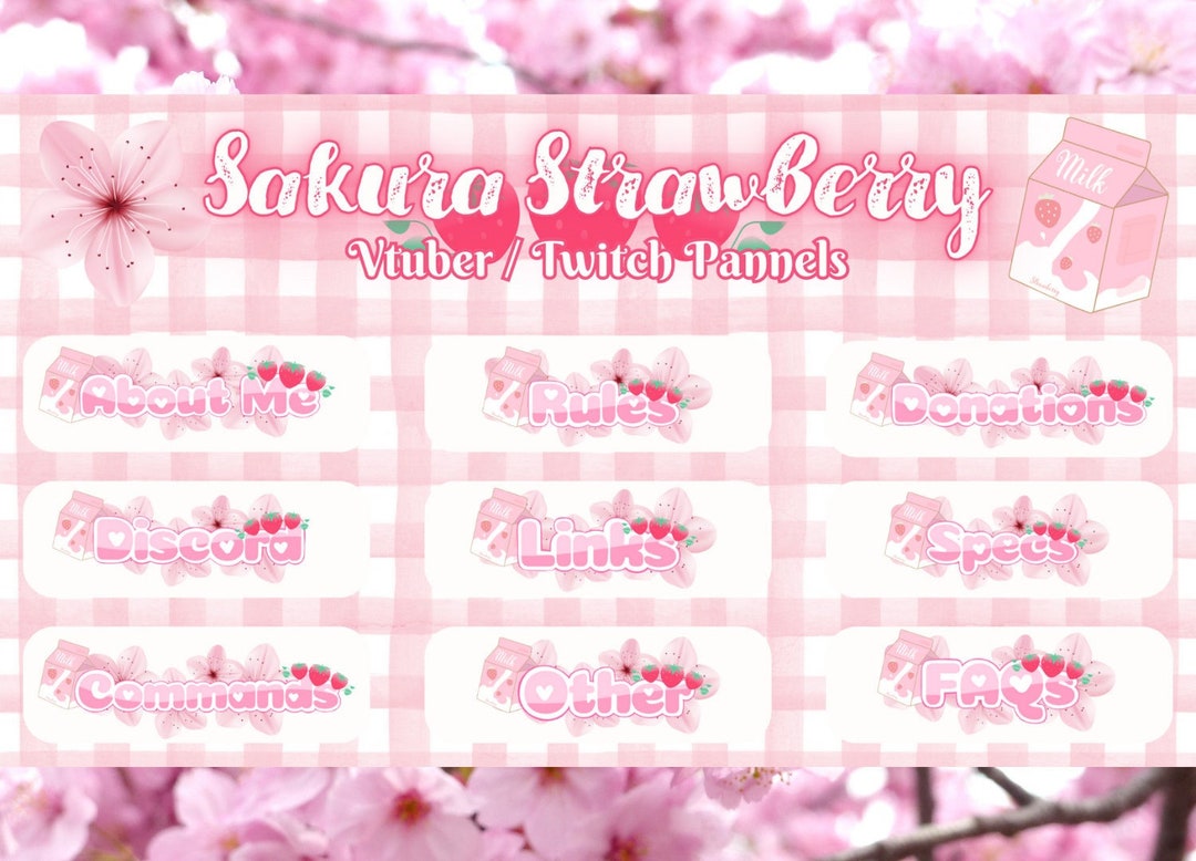 Sakura Strawberry Vtuber Twitch Panels - Etsy