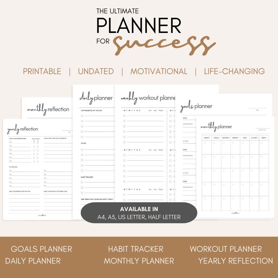 The Ultimate Planner for Success - Printable Undated Daily, Weekly ...