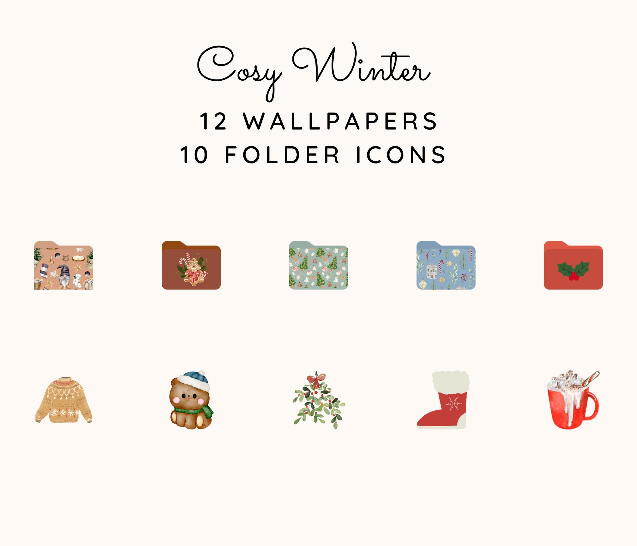 Aesthetic Cosy Winter Desktop Wallpaper Organizer With - Etsy