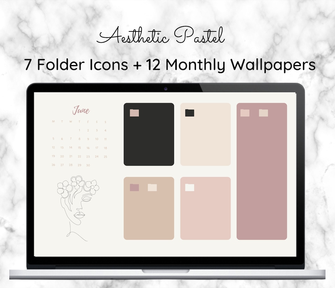 Pastel Minimalist Mac and Windows Desktop Wallpaper Organizer - Etsy