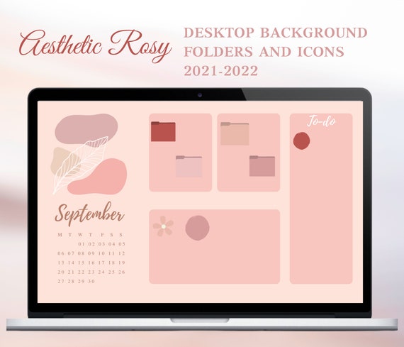 Rose Pink Desktop Wallpaper Organizer with Calendar 2021-2022 | Etsy
