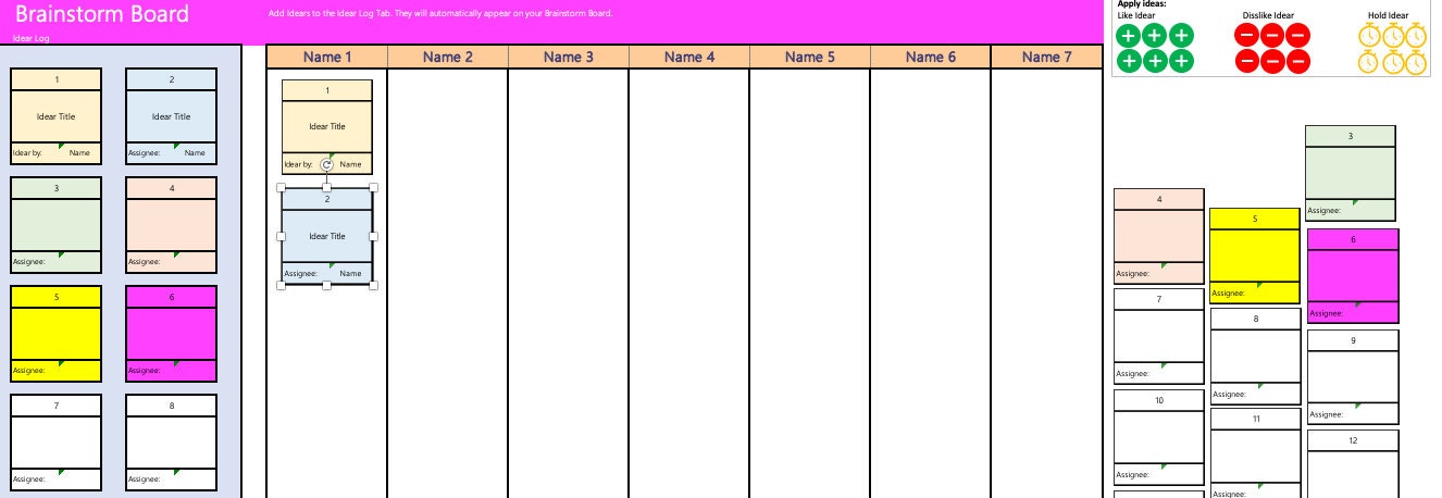 Brainstorming Board Excel Sheet Effortlessly Generate and Evaluate ...