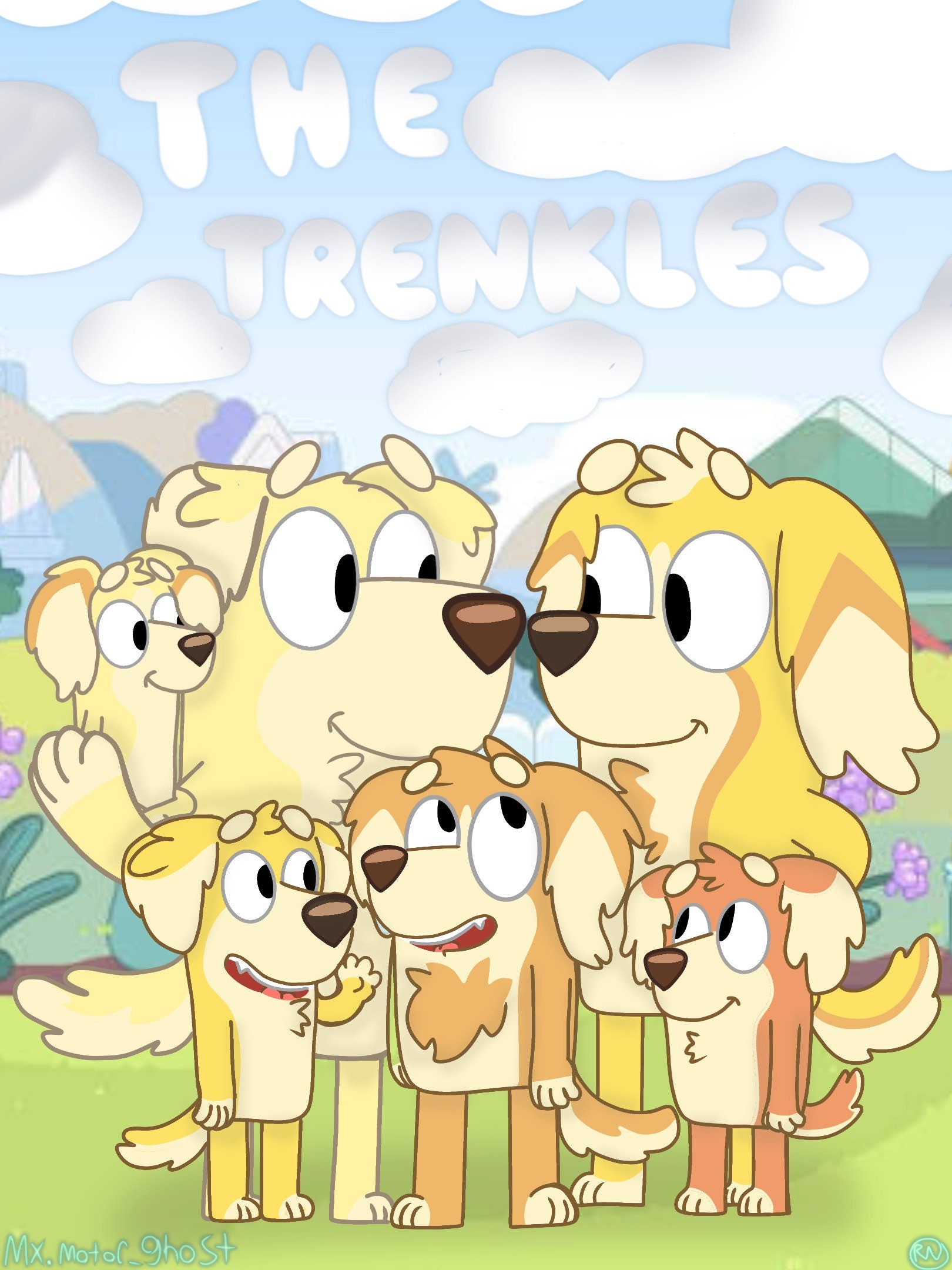 Custom Bluey Inspired Family Portrait - Etsy