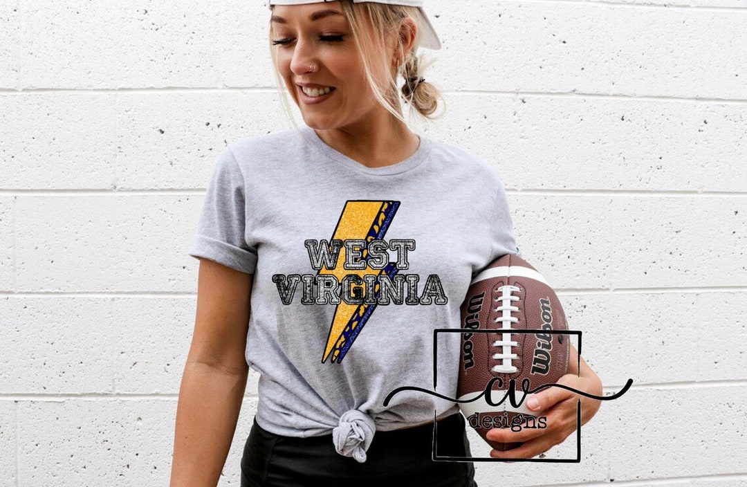 West Virginia Lightening Bolt Blue & Gold Sublimation PNG DTF Digital ...