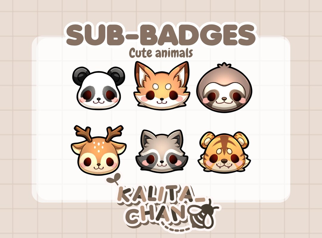 Cute Animals Sub-badges for Twitch - Cute - Animals - Heads - Kawaii - Etsy