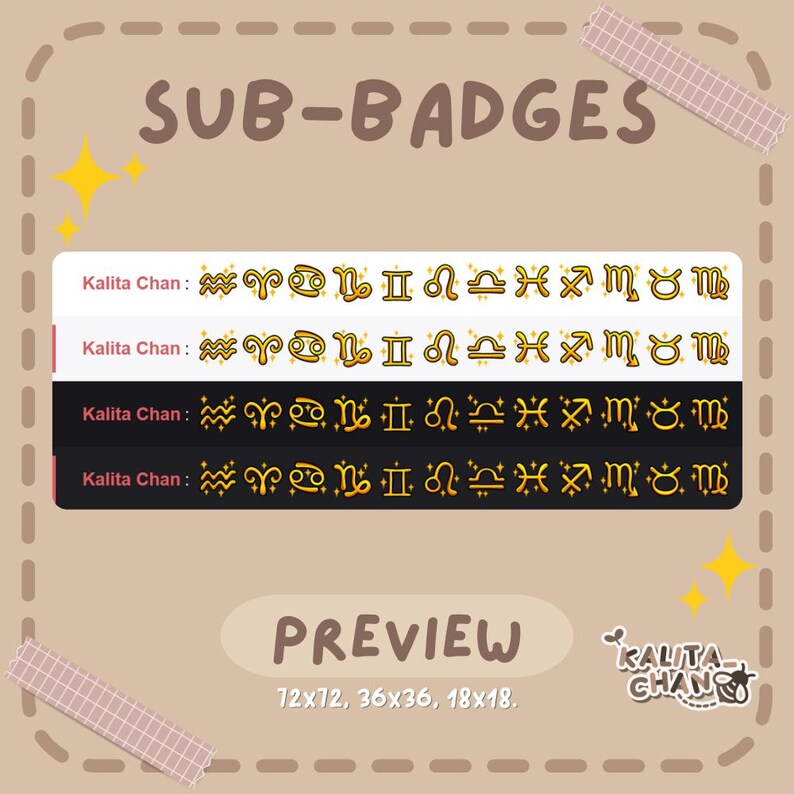 Kawaii Zodiac Sign Twitch Badges – Astrology (digital Download - Etsy