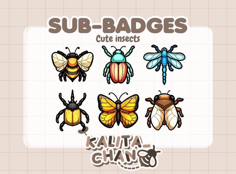 Kawaii Insect Twitch Sub Badges – Bug Emotes (digital Download - Etsy