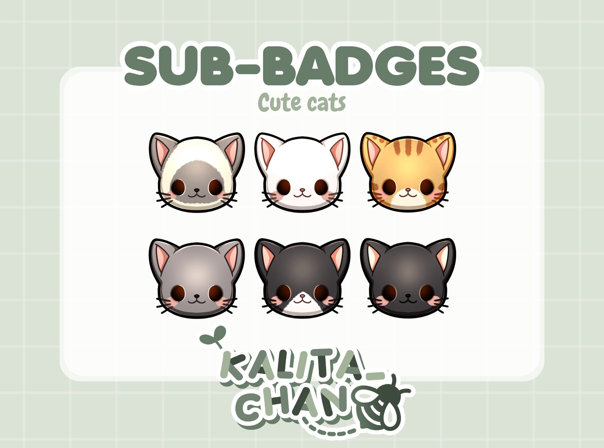 Cute Cats Sub-badges for Twitch Cute Cat Kitty Kitten Neko - Etsy