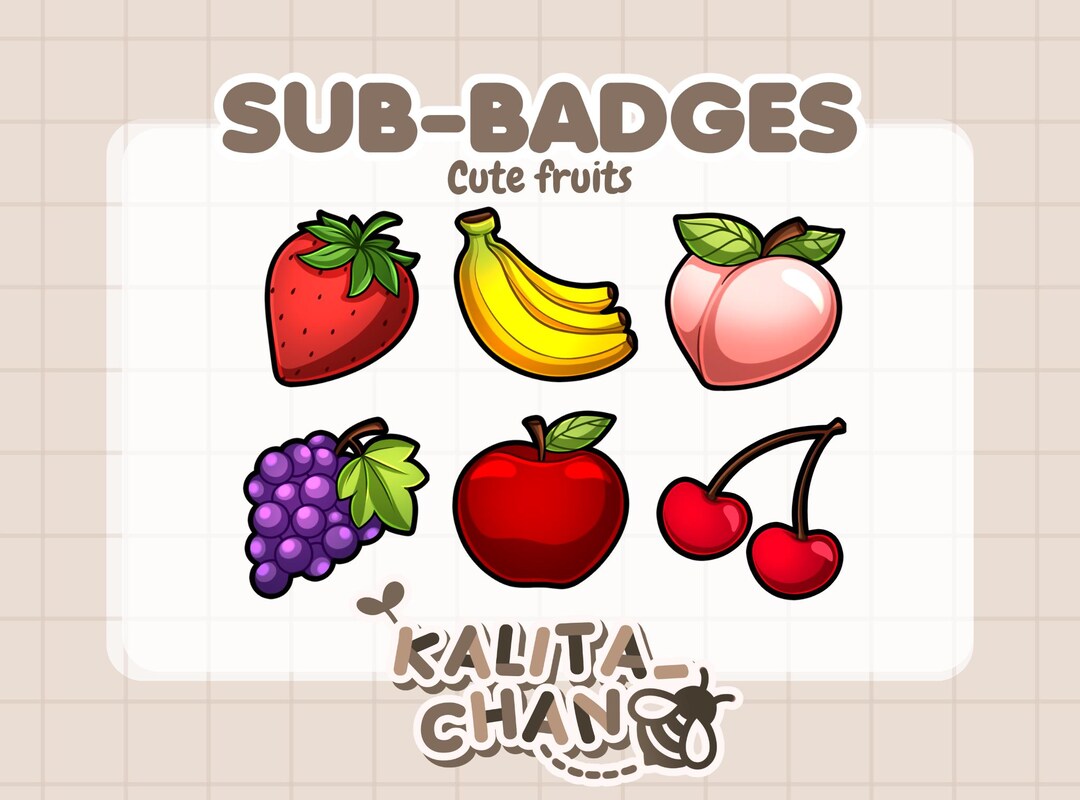 Cute Fruits Sub-badges for Twitch - Cute - Fruits - Strawberry - Kawaii ...