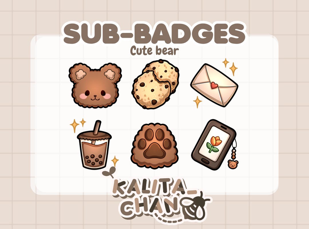 Cute Bears Sub-badges for Twitch - Cute - Bear - Brown - Kawaii - Etsy
