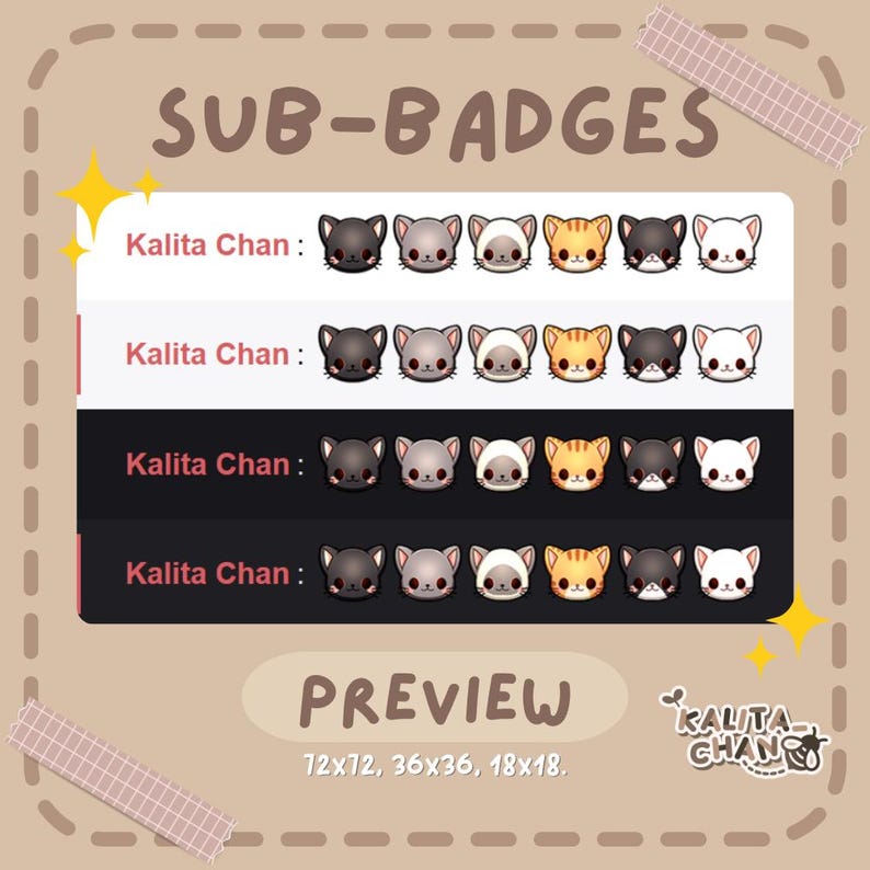 Cute Cats Sub-badges for Twitch - Cute - Cat - Kitty - Kitten - Neko - Etsy