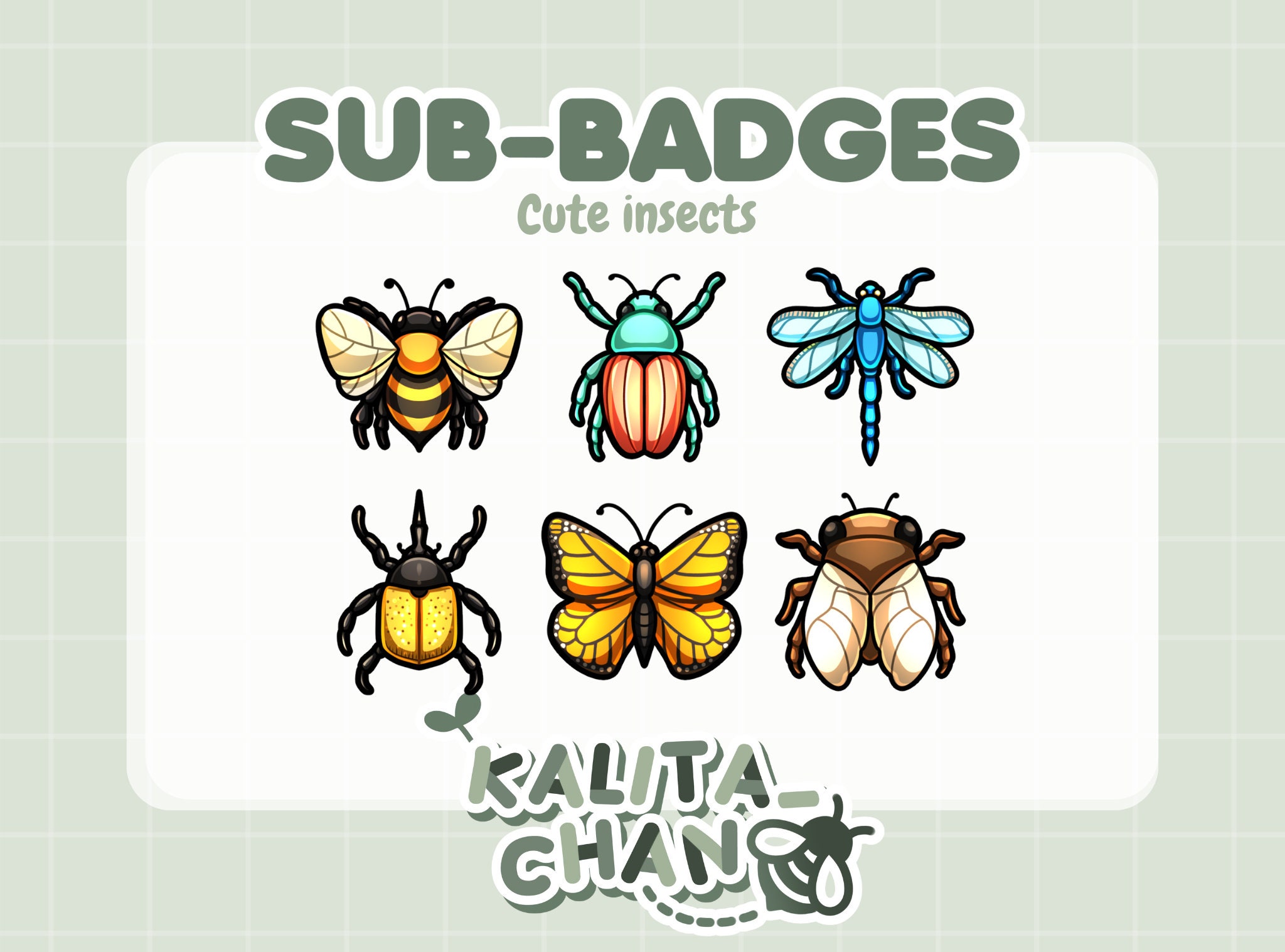 Cute Insects Sub-badges for Twitch Cute Insects Bugs Kawaii - Etsy