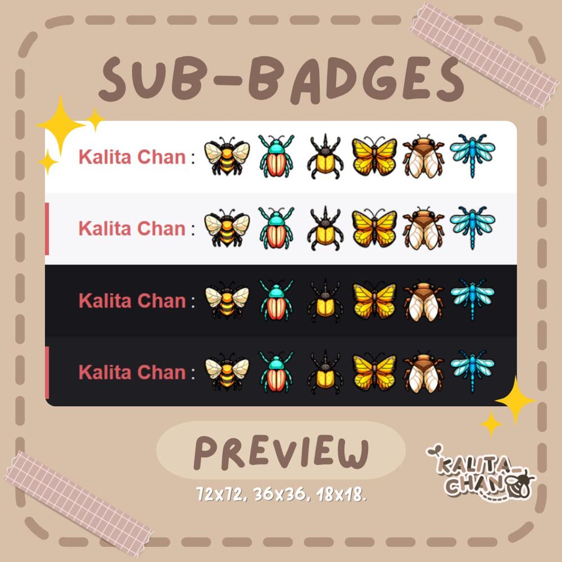 Kawaii Insect Twitch Sub Badges – Bug Emotes (digital Download - Etsy